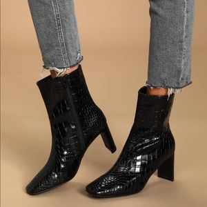 Seven Dials | Shoes | Seven Dials Nicole Croco Leather Ankle Boots ...